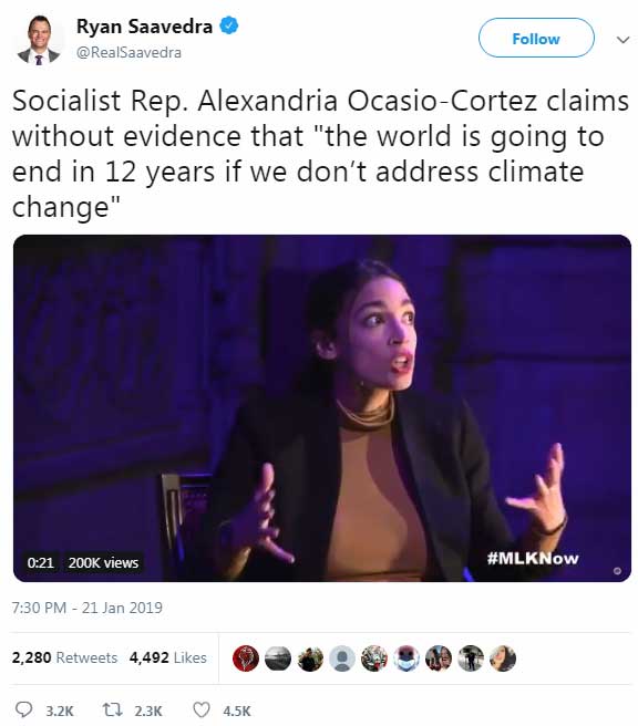 AOC: Climate Change Doom 'in 12 Years'; It Was 'Humor'... - Black ...